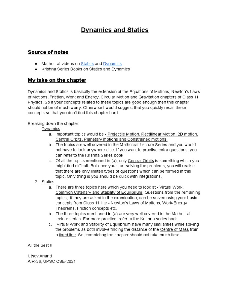 Dynamics and Statics | PDF