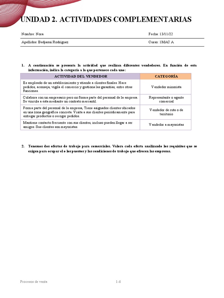 U2 - Actividades - Evaluables Procesos - de - Venta | PDF | Ventas | Business