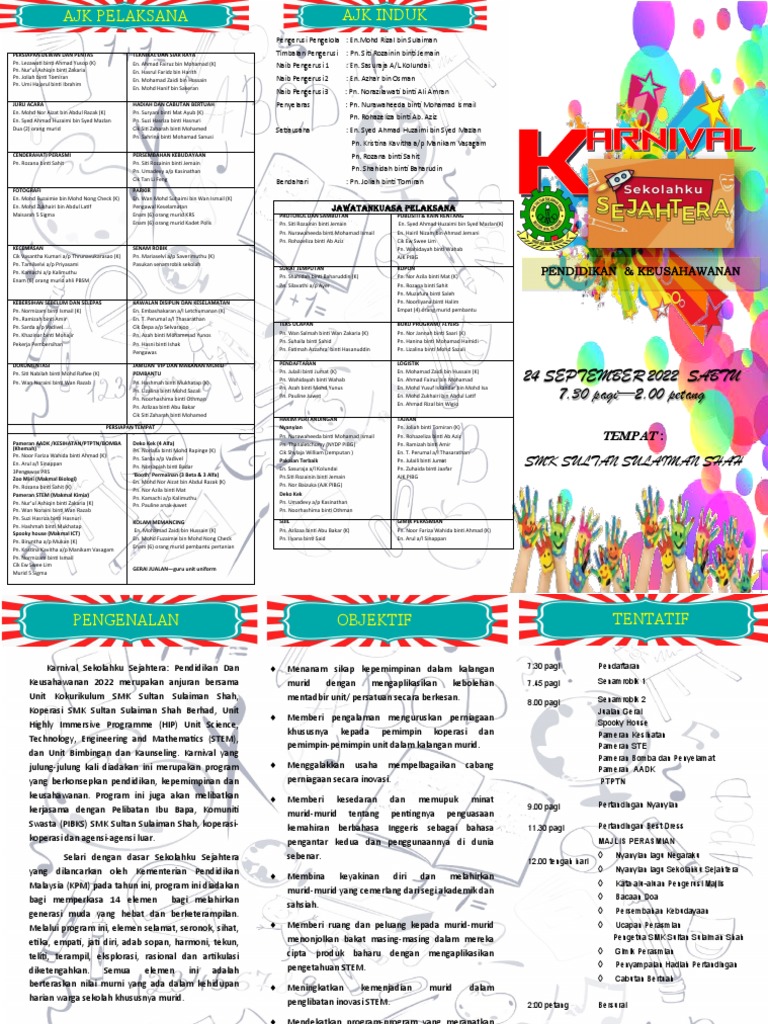 Pamplet Karnival Sekolahku Sejahtera | PDF