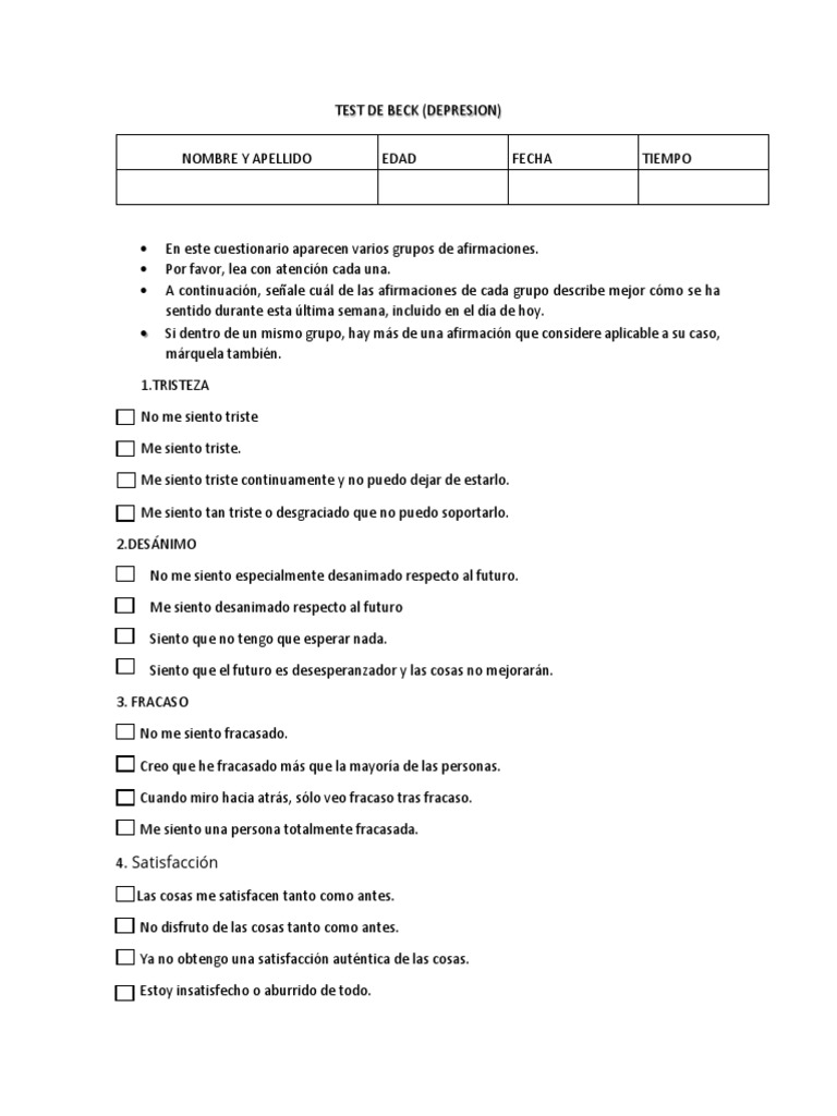 Test de Beck | PDF