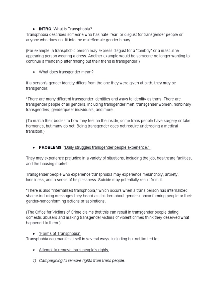 What Is Transphobia | PDF | LGBTQIA+ Studies | Transgender