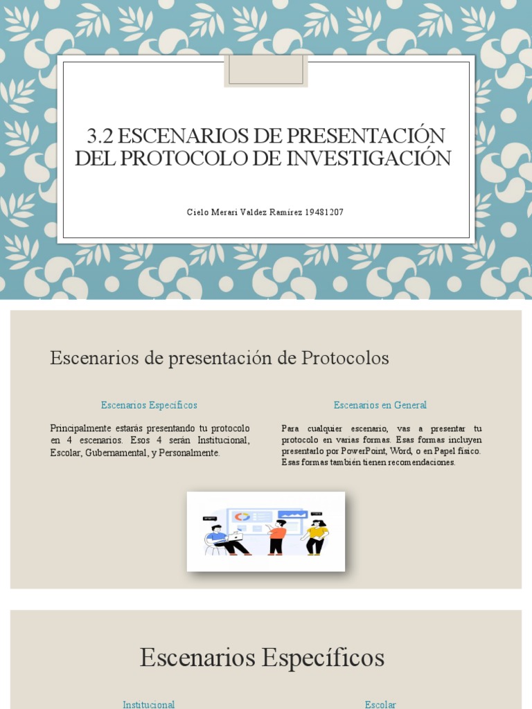 3.2 Escenarios de Presentación Del Protocolo de Investigación | PDF