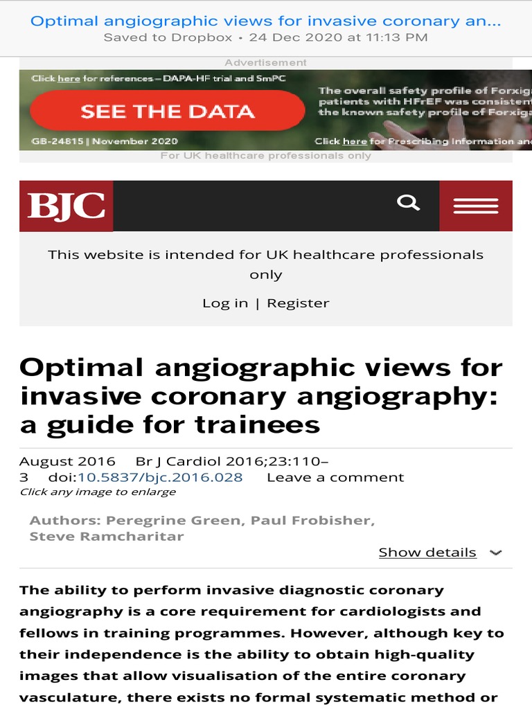 Optimal Angiographic Views for Trainees | PDF | Angiography | Ct Scan