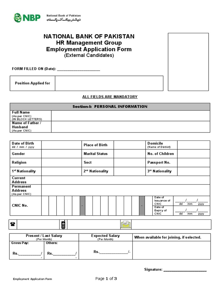 Employment Application Form | PDF