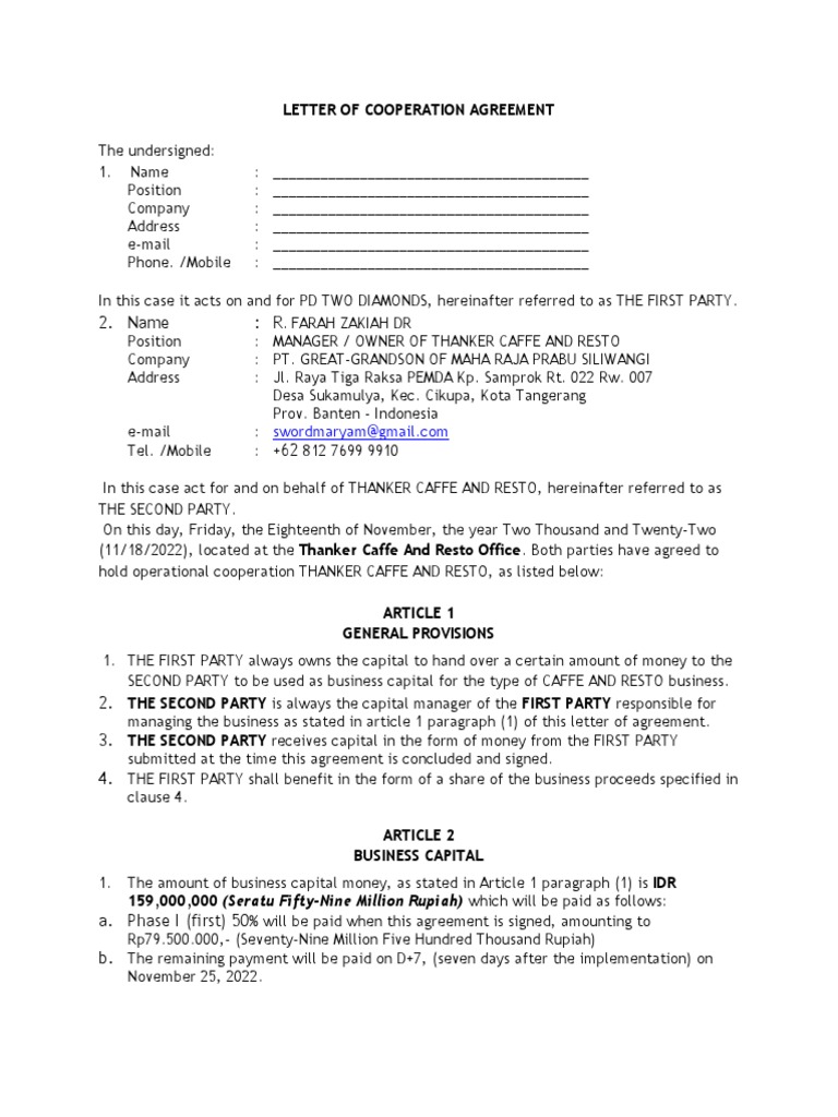 Letter of Cooperation Agreement Rev.1 | PDF | Common Law | Justice