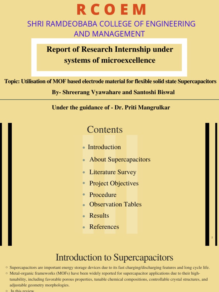 Research Presentation On Utilisation of MOF Based Electrode Material ...