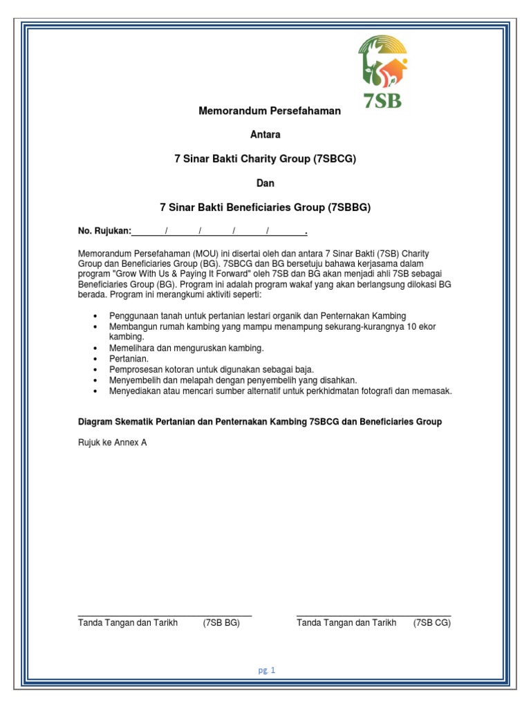 7SBCG & BG MOU Sample 2 | PDF | Pengelolaan Keuangan & Uang