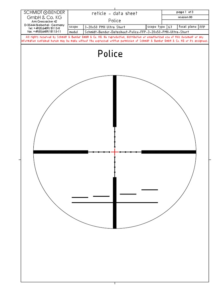 Schmidt Bender Datasheet Police FFP 3 20x50 PMII Ultra Short | PDF ...