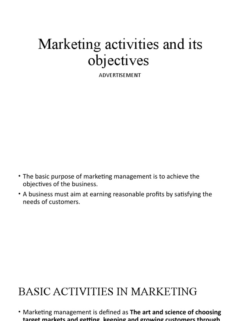 Marketing Activities and Objectives Explained | PDF | Marketing | Customer