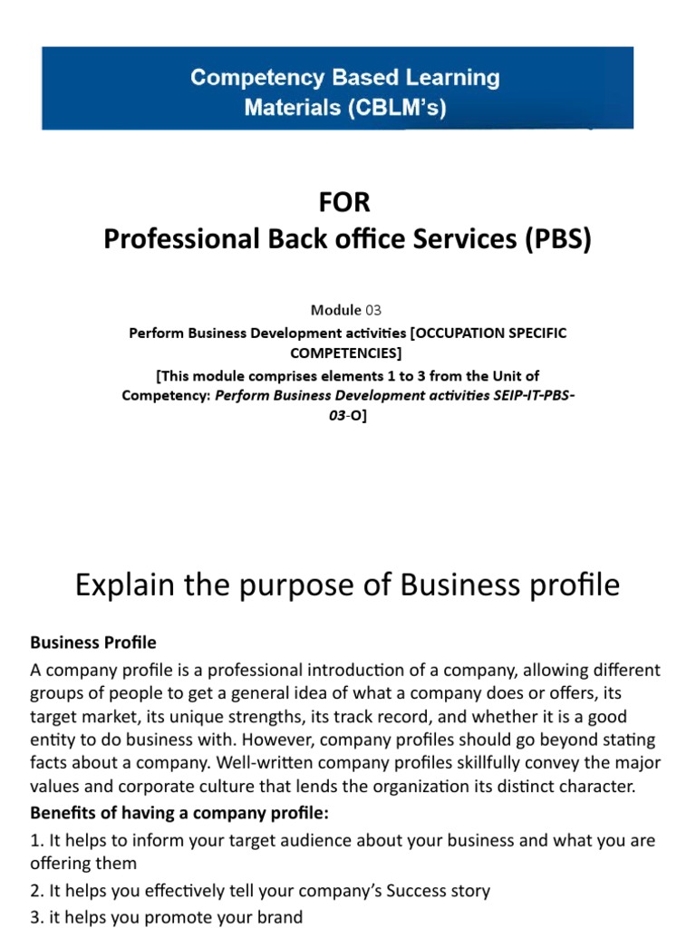 PBS Business Development Activities O 3 | PDF | Marketing | Turnover ...