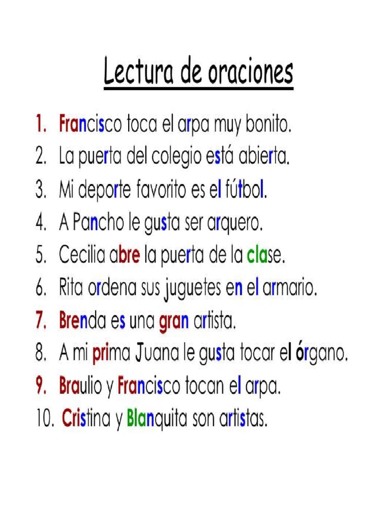 Lectura de Oraciones | PDF