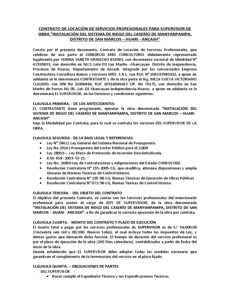 Contrato Papá | PDF | Presupuesto | Documentos legales