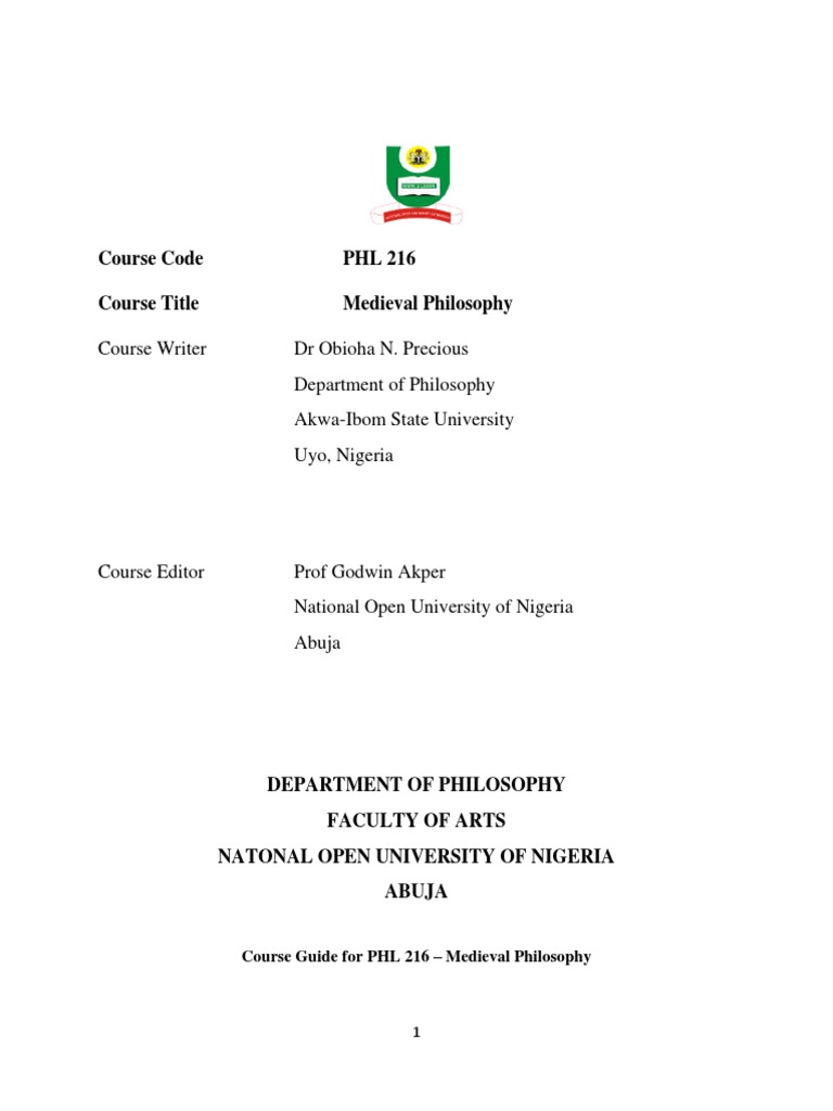 Medieval Philosophy Course Guide | PDF | Nous | Soul