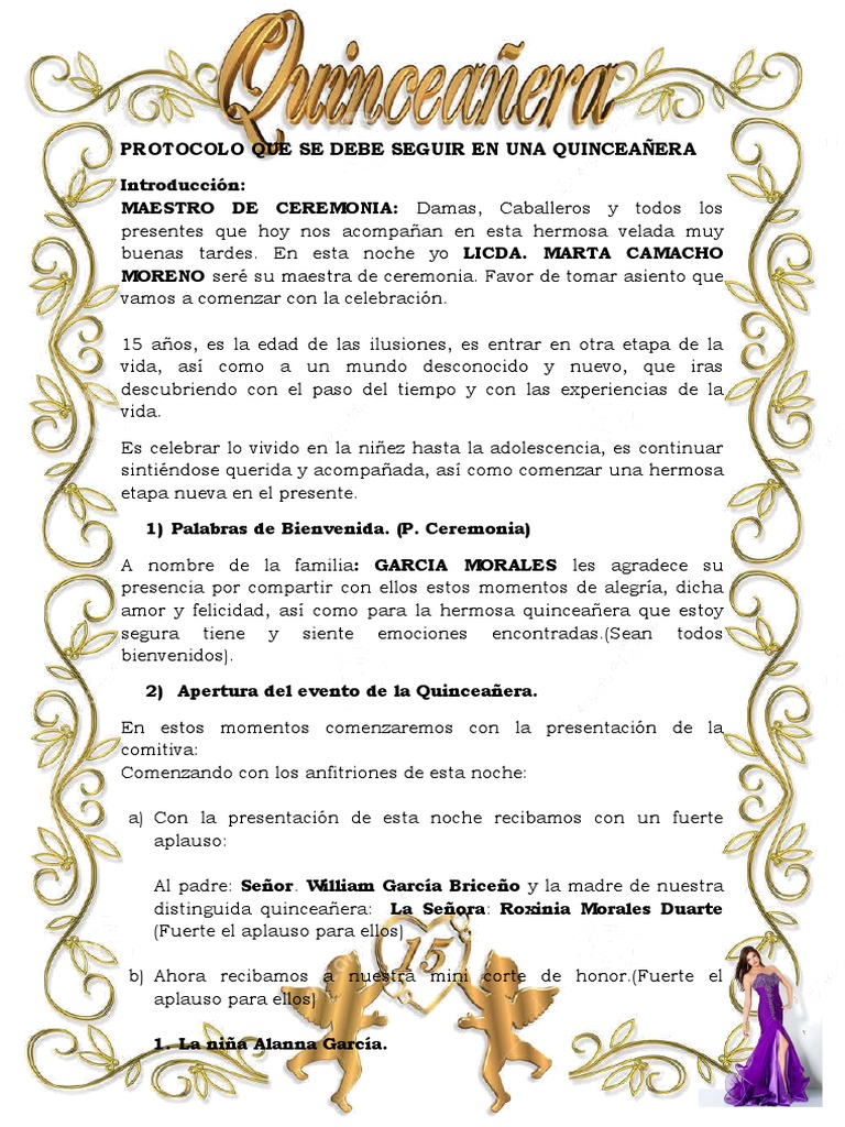 Protocolo Quinceañera 2022 | PDF | Amor