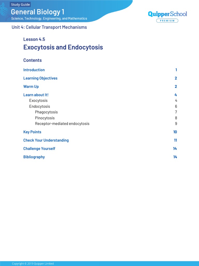 BIO1 - Study Guide 4.5 - Exocytosis and Endocytosis | PDF | Cell Membrane | Cell Signaling