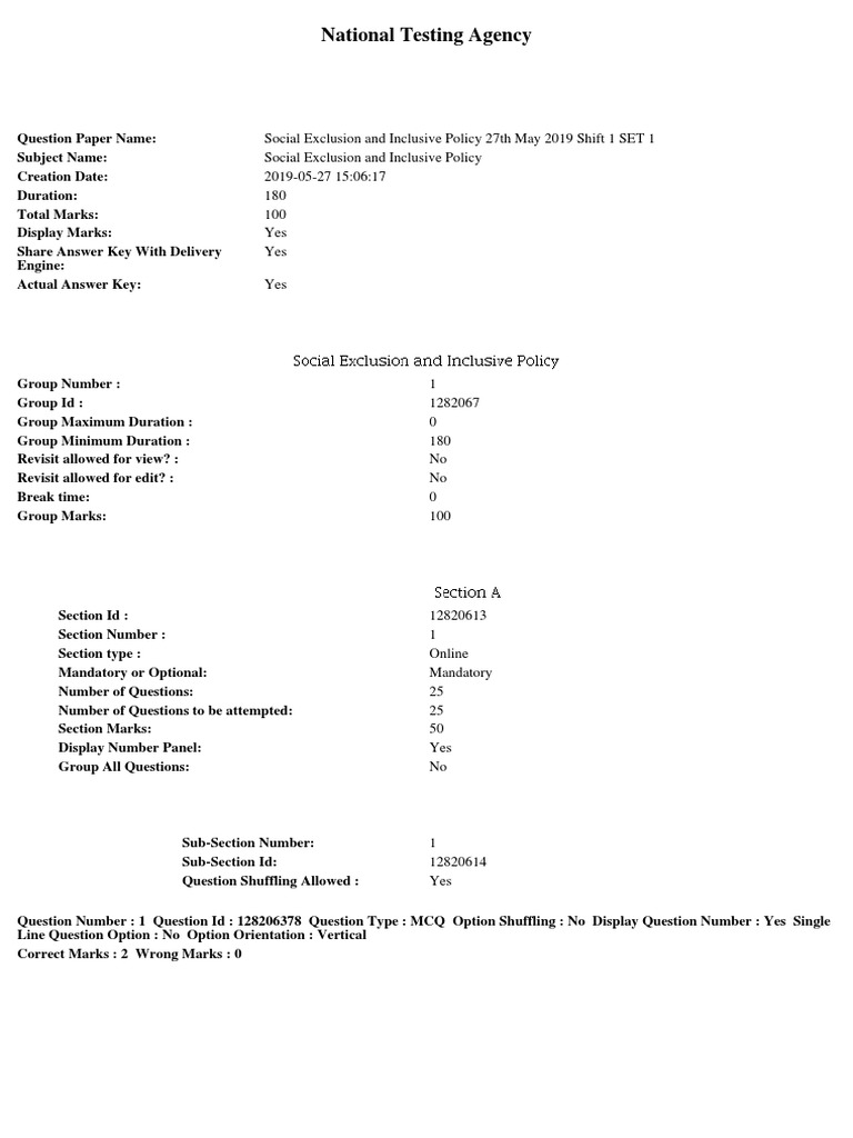 Social Exclusion and Inclusive Policy (SEIP) | PDF | Multiple Choice