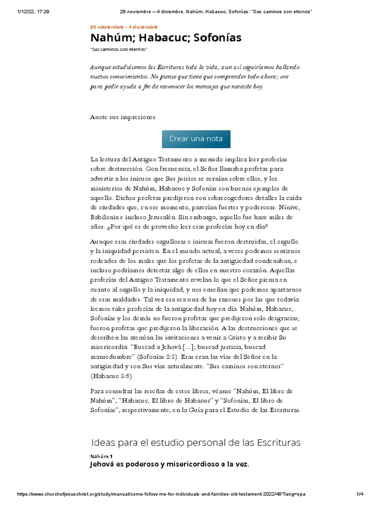 28 Noviembre - 4 Diciembre. Nahúm Habacuc Sofonías - " | PDF