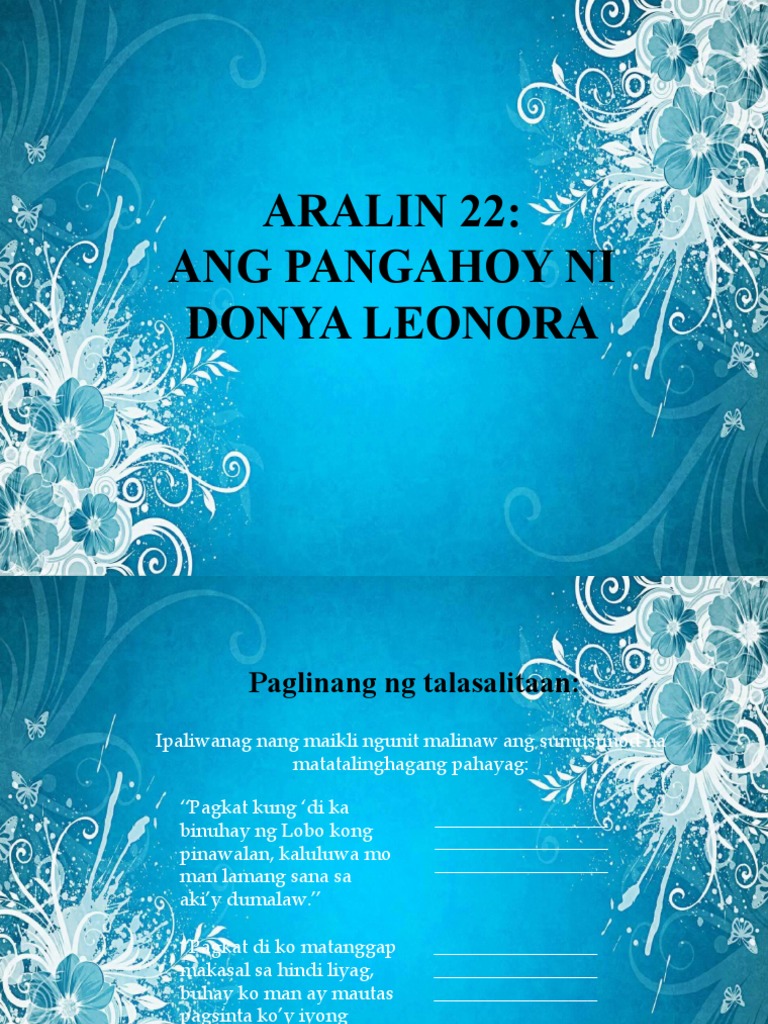 Aralin 22-Ang Pangahoy Ni Donya Leonora | PDF