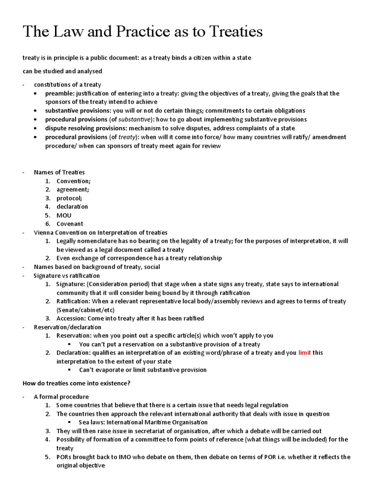 Understanding Treaty Law and Provisions | PDF