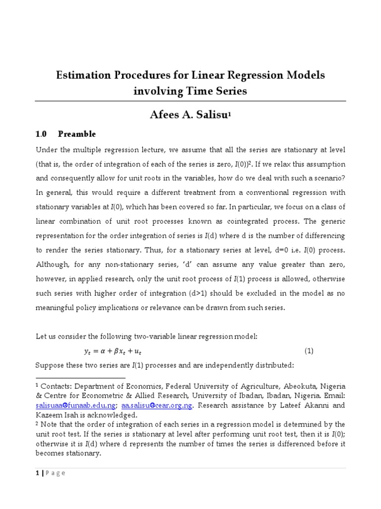 Long Run and Short Run Models by Afees Salisu | PDF | Autocorrelation | Regression Analysis