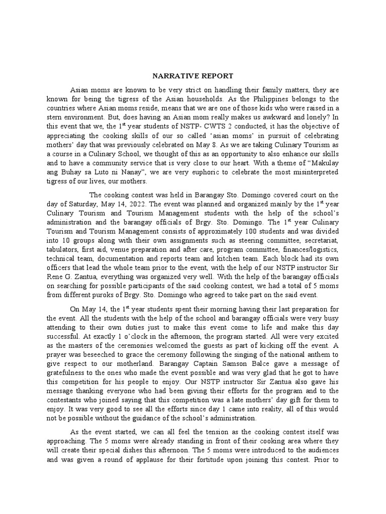 Narrative Report. | Download Free PDF | Cooking | Foods