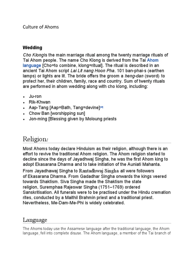 Culture of Ahoms | PDF | History | Religion & Spirituality