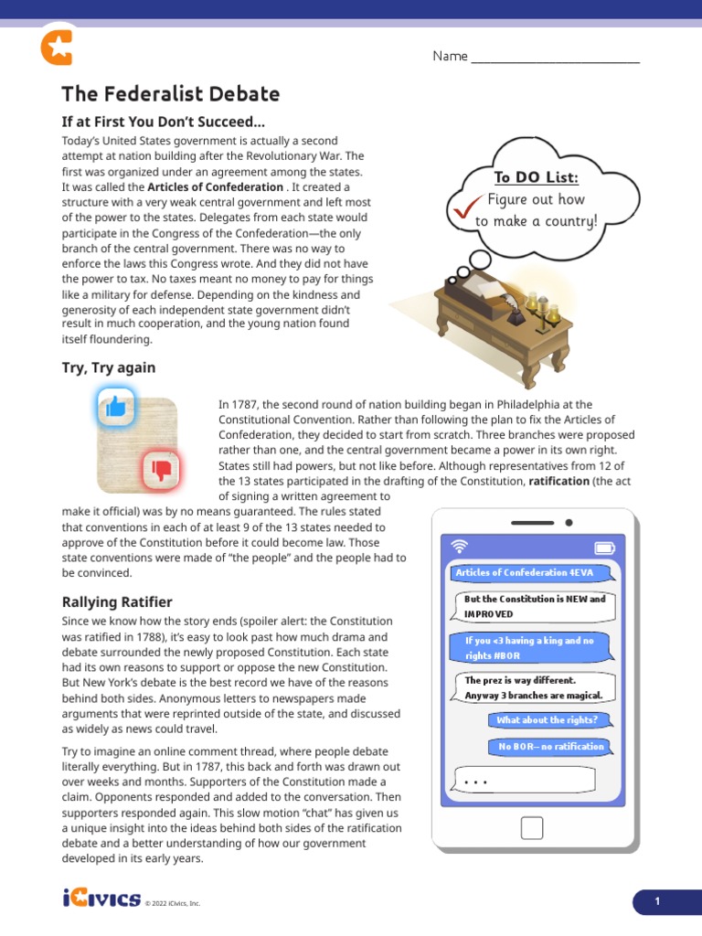 Federalist Debate-Student | PDF | The Federalist Papers | United States ...