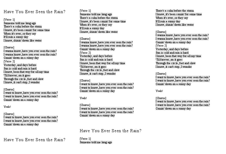 Have You Ever Seen The Rain | PDF | Songs | Musical Forms