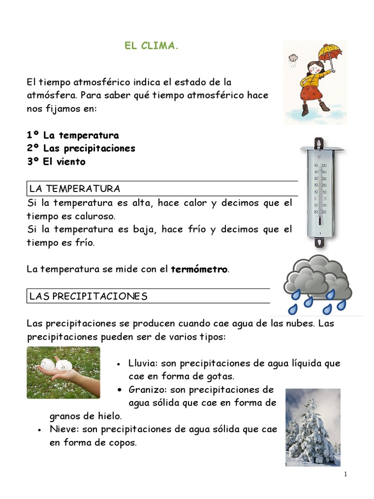 Clima y Precipitaciones para Niños | PDF | Herida | Lluvia