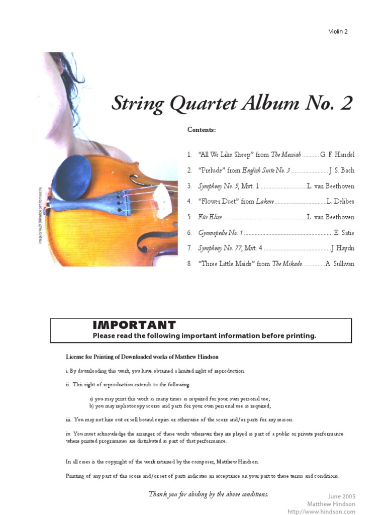 String QT Album 2 Violin 2 | PDF | Classical Compositions | Musical ...