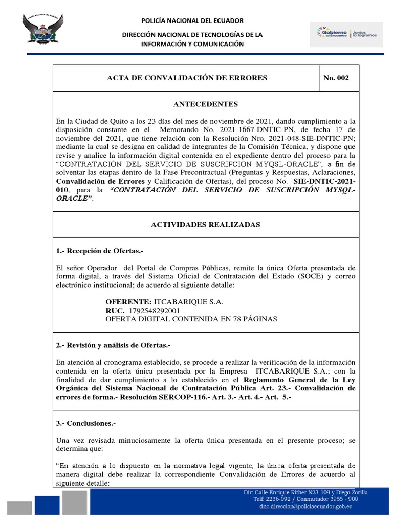 ACTA DE CONVALIDACIÓN DE ERRORES MySQL REVISADA-signed-signed | PDF