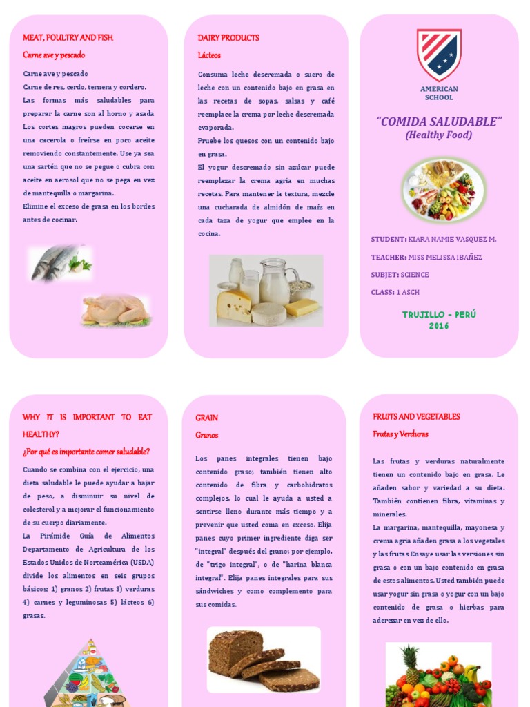 Triptico - Comida Saludable | PDF | Alimentos | Carne