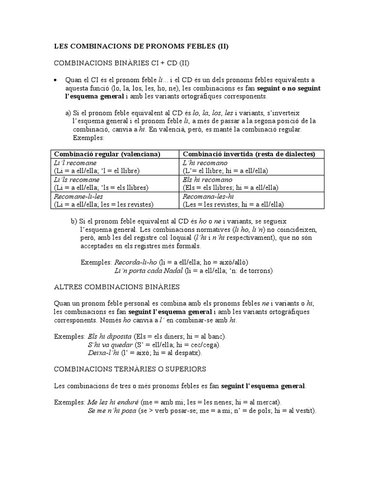 08 Les Combinacions de Pronoms Febles (Ii) | PDF