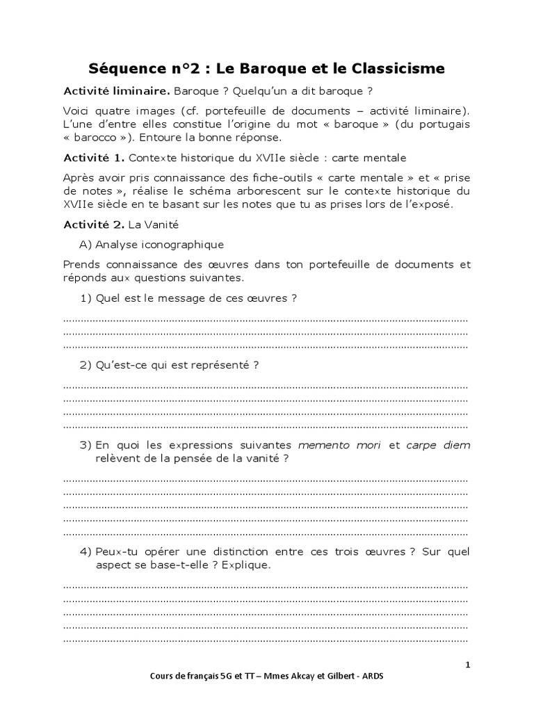 Séquence Élève Baroque | PDF