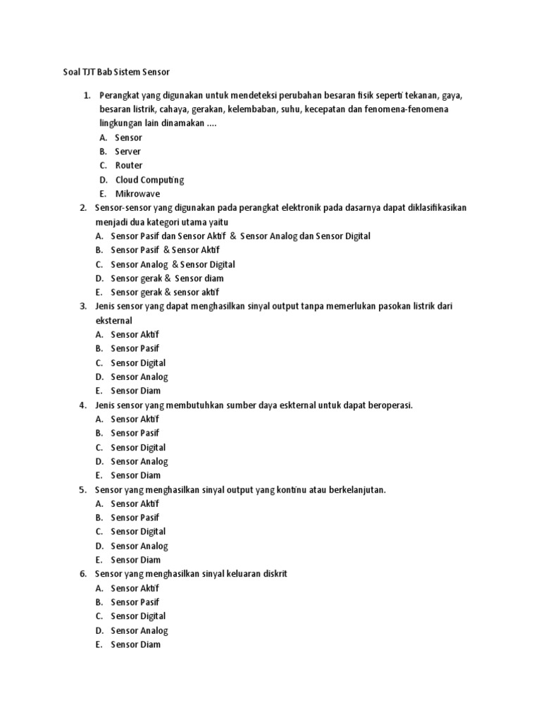 Soal BAB Sistem Sensor | PDF