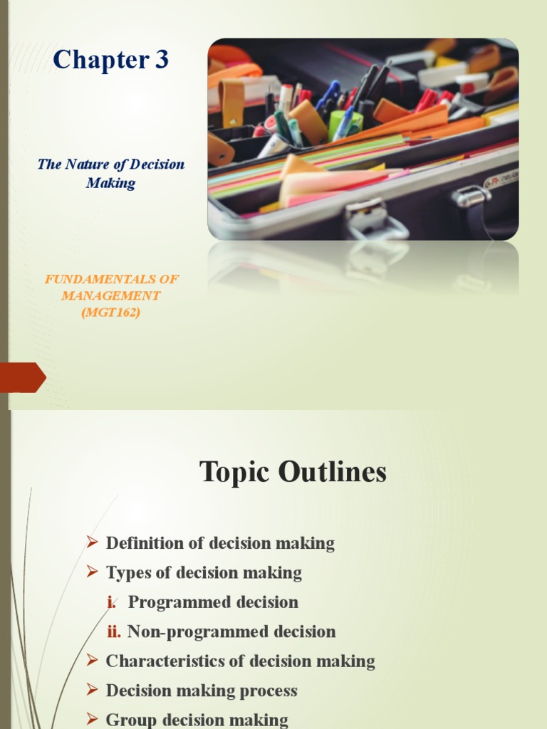 CHAPTER 3-Decision Making MGT162 | Download Free PDF | Decision Making | Group Decision Making
