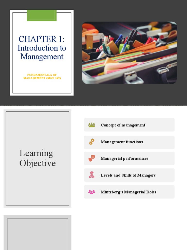 CHAPTER 1-Introduction To Management MGT162 | PDF | Goal | Resource