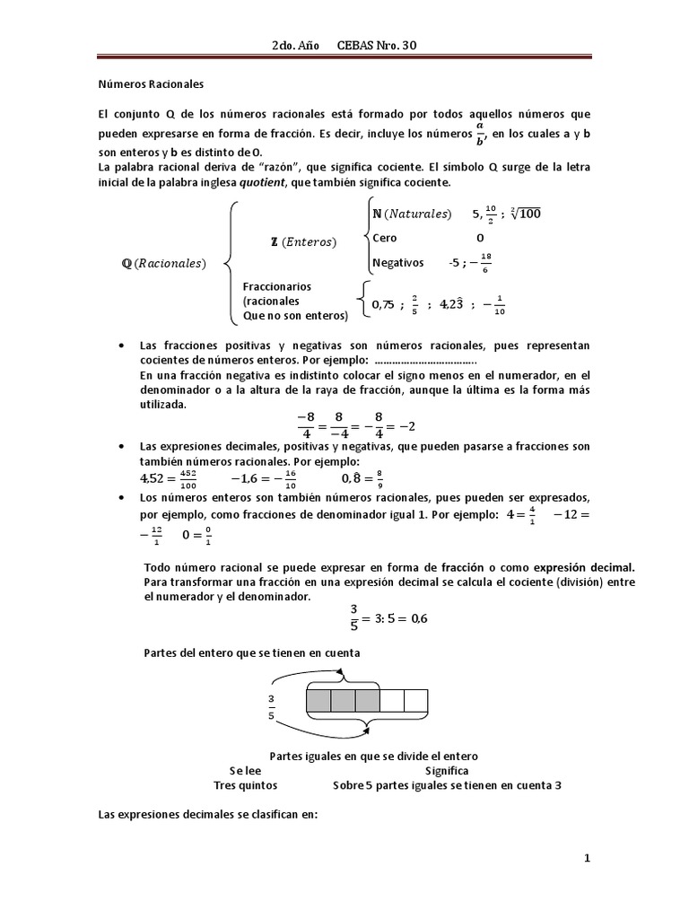 Números Racionales: Definición y Ejemplos | PDF | Raíz cuadrada ...