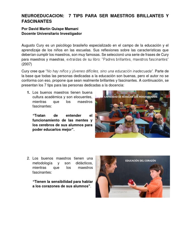 7 Tips para Ser Maestros Brillantes y Fascinantes | PDF | Maestros ...