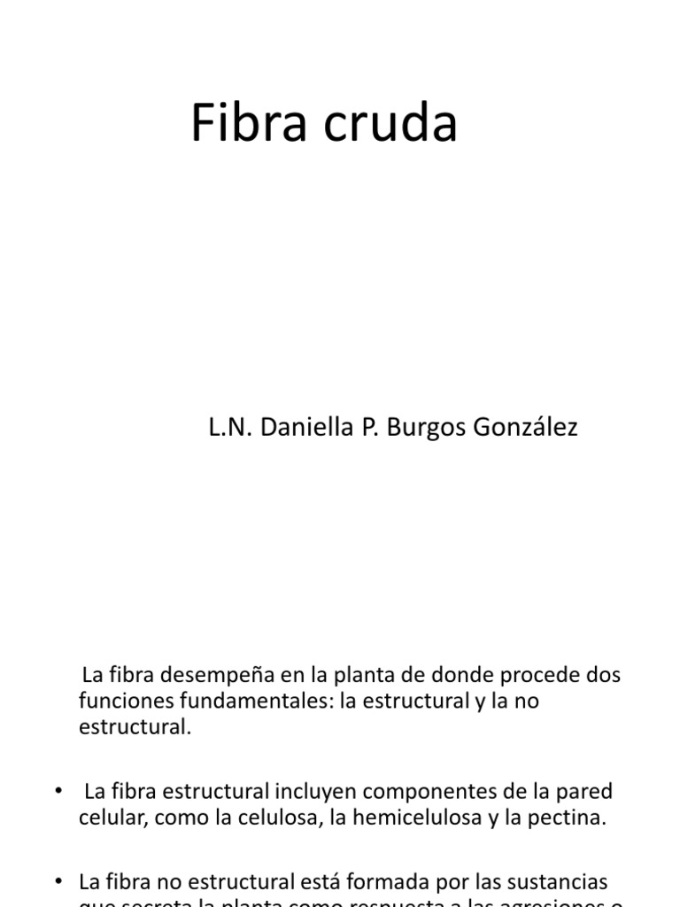 Fibra Cruda | PDF | Fibra dietética | Dieta y nutrición