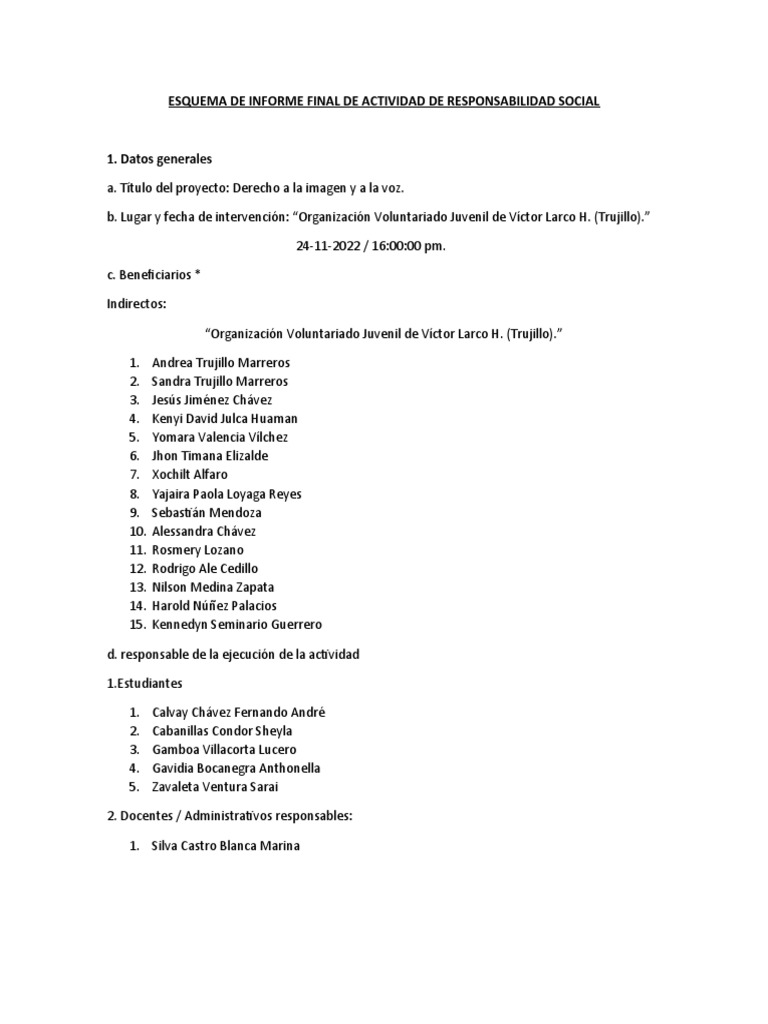 Informe de La Actividad de Responsabilidad Social - DDP | PDF