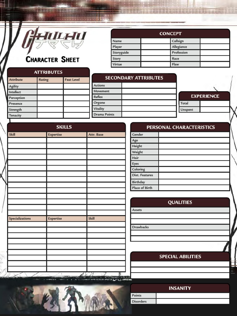 CthulhuTech - Character Sheet Color | PDF