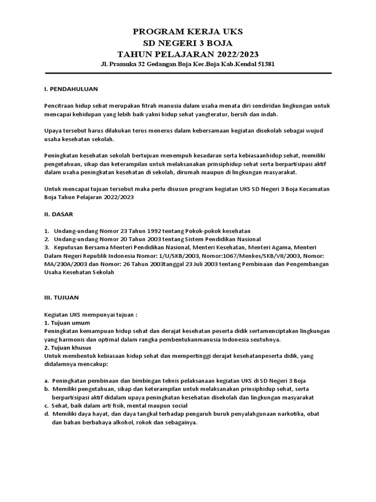 Program Kerja Uks | PDF