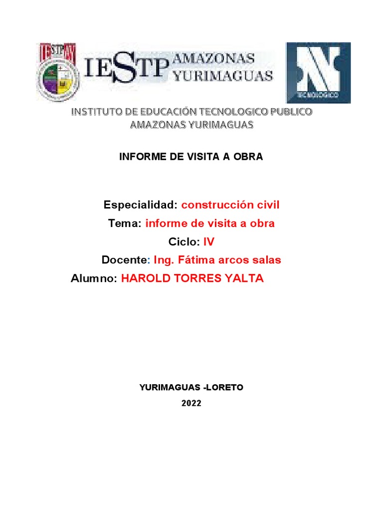 Informe Visita Obra | PDF | Diseño