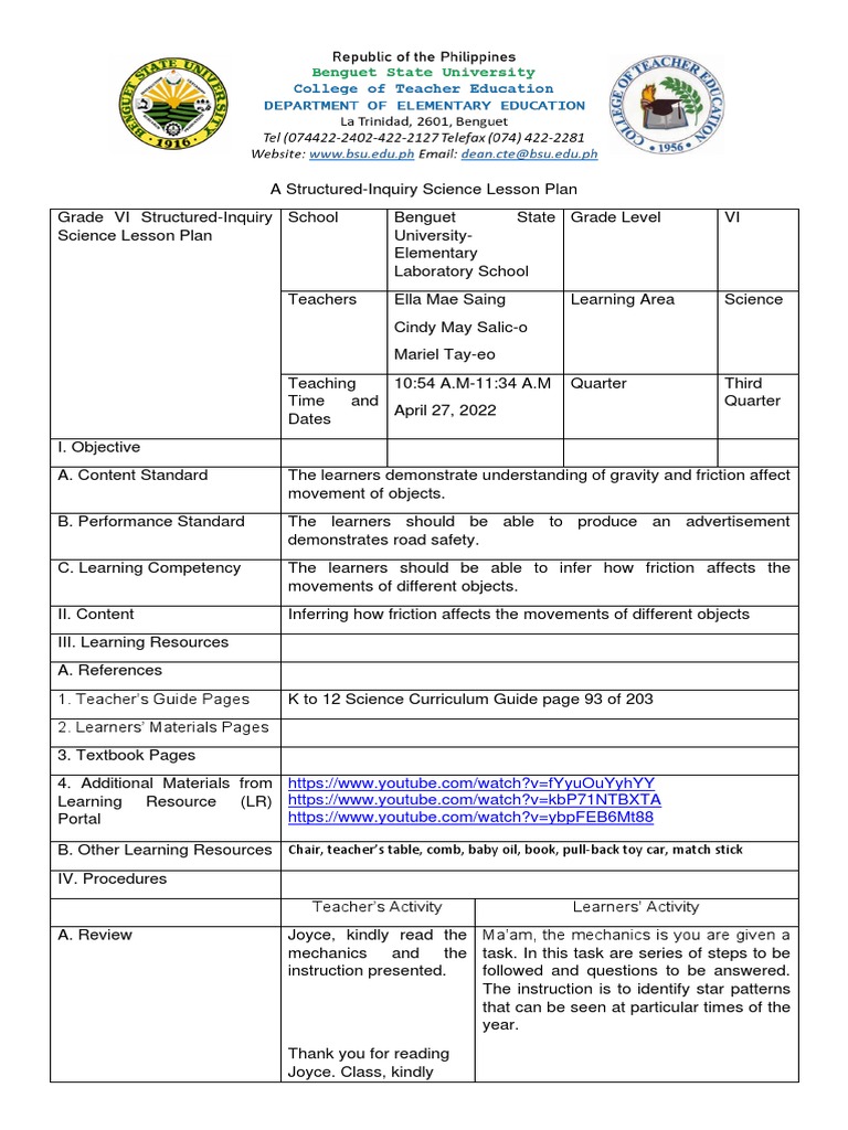 Grade 6 Science: Understanding Friction | PDF