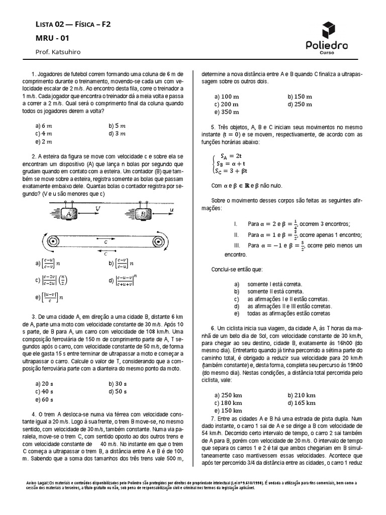Lista 02 - MRU | PDF