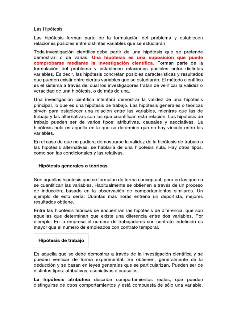 Las Hipotesis 4 | PDF | Hipótesis | Método científico