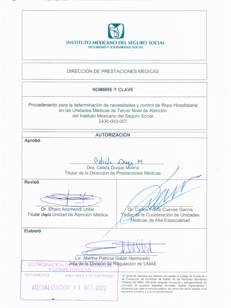 Ropa Hospitalaria Tercer Nivel 2430-003-007 | PDF | Hospital | Lavado de manos