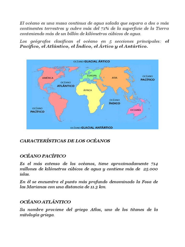 Características de los 5 océanos | PDF | Océanos | Agua