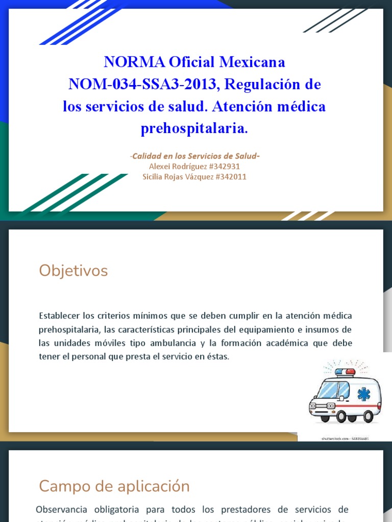 Nom 034 | PDF | Ambulancia | Cuidado de la salud